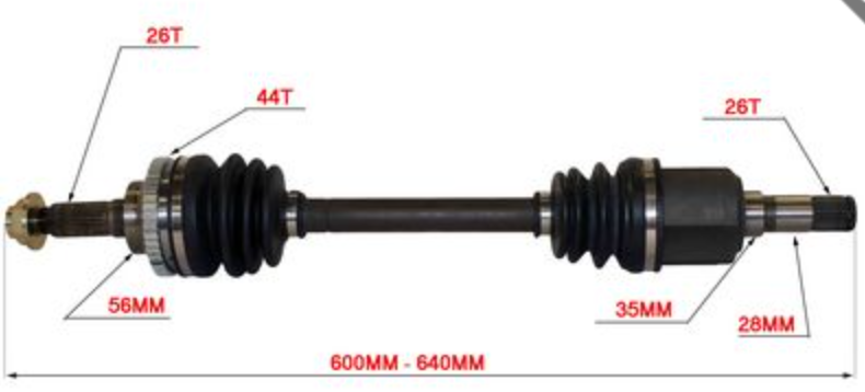 Mazda Left hand Drive shaft to suit, 323 Astina BJ, Protege 1998-2003 ...