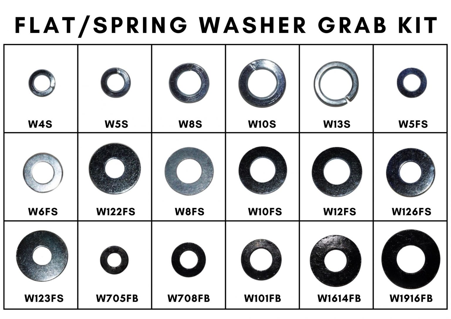 Flat/Spring Washer Grab Kit - 300 pcs - Allan's C.V. Joint